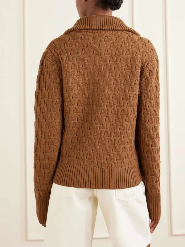 WALES BONNER Acoustic Knitted Wool Half-zip Turtleneck Sweater