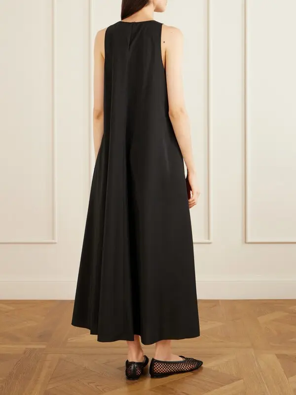Theory Gathered Cotton And Nylon-blend Maxi Dress