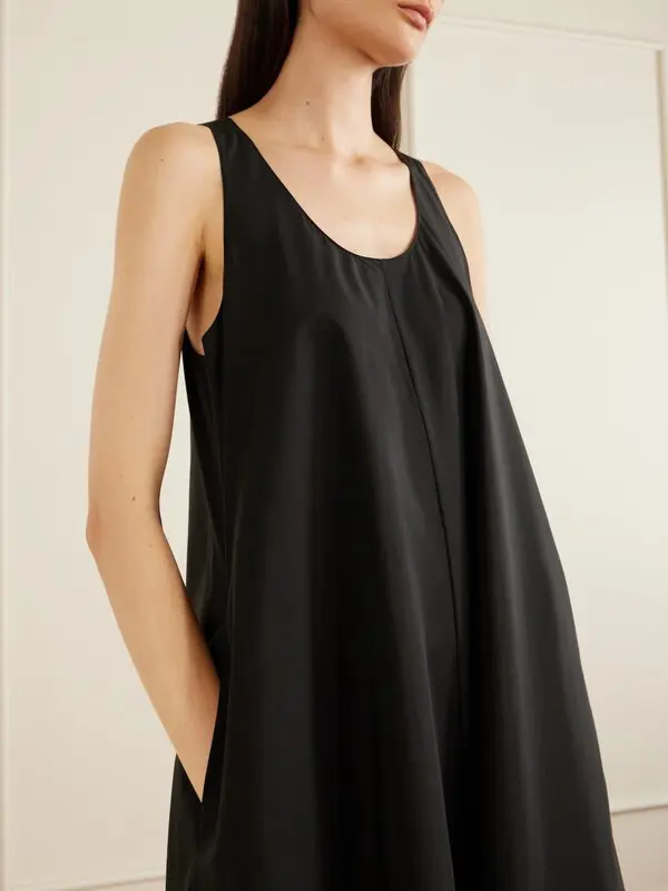 Theory Gathered Cotton And Nylon-blend Maxi Dress