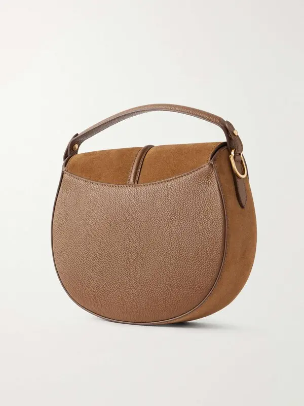 DEMELLIER The Sienna Saddle Leather-trimmed Suede Shoulder Bag