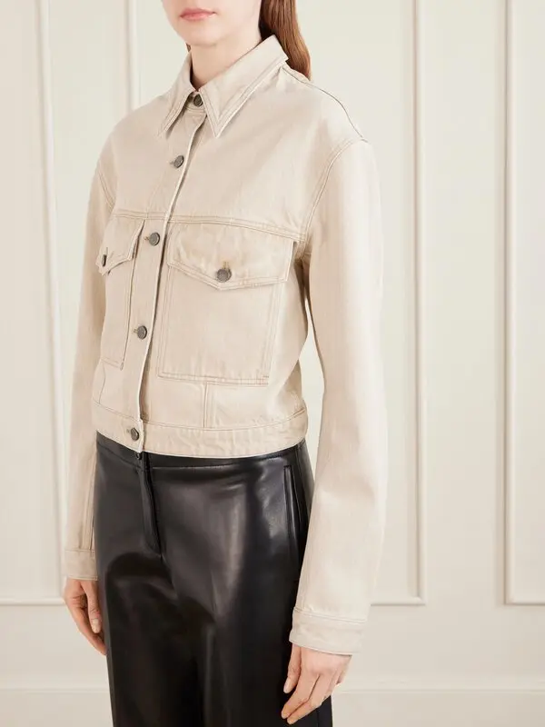 Khaite Tomer" Cropped Denim Jacket - Neutrals