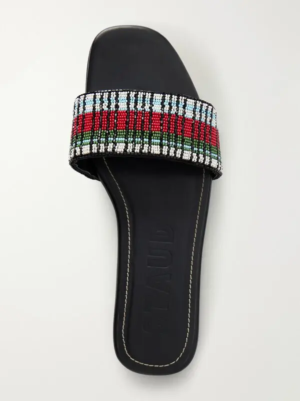 Staud Tove Beaded Leather Slides