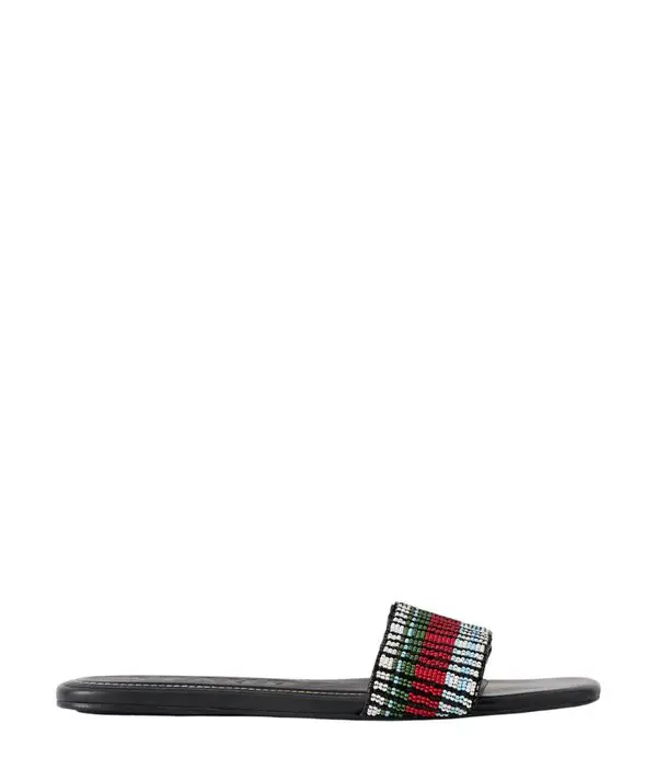 Staud Tove Beaded Leather Slides - Red