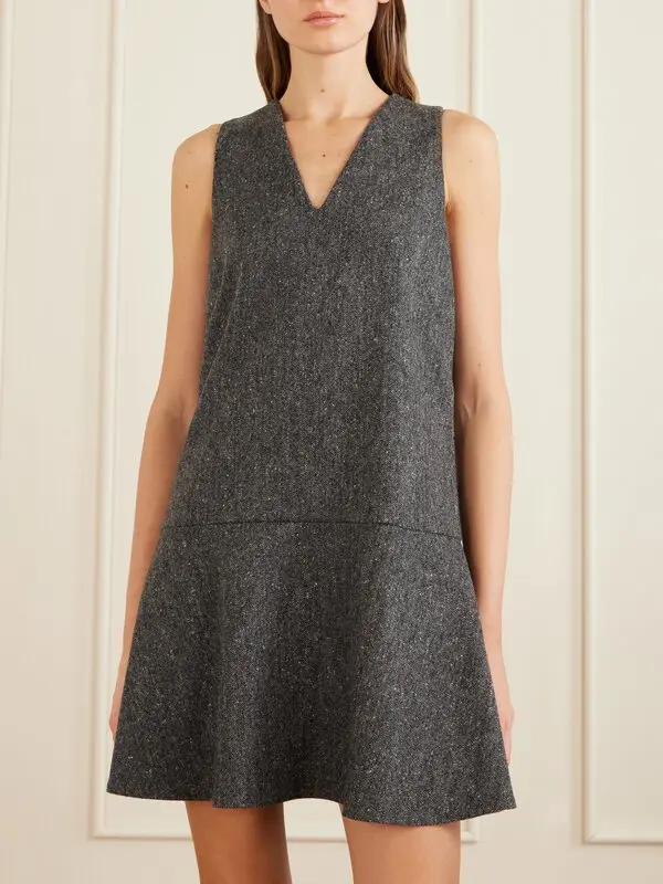 Brunello Cucinelli Wool-blend V-neck Mini Dress