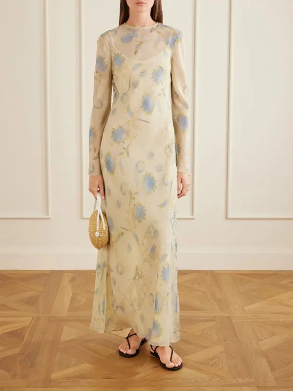 SIR. Cecile Floral-print Georgette Maxi Dress