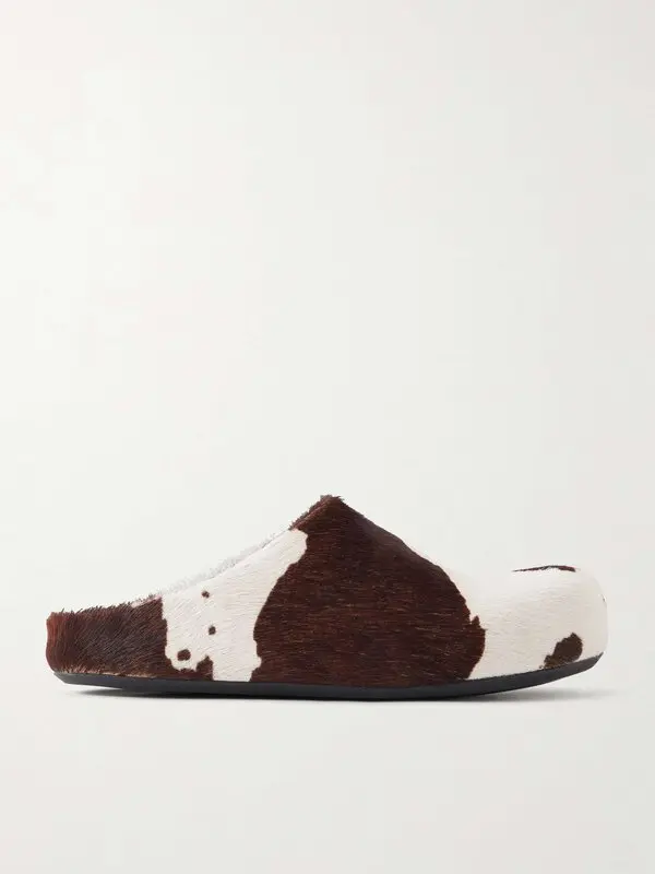 Marni Fussbett Calf Hair Clogs - Brown