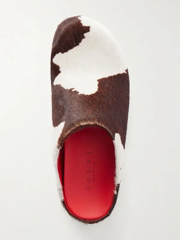 Marni Fussbett Calf Hair Clogs - Brown