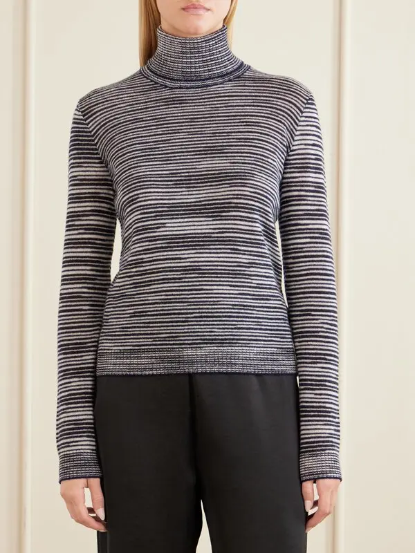 Missoni Striped Cashmere And Wool-blend Turtleneck Sweater - Multi