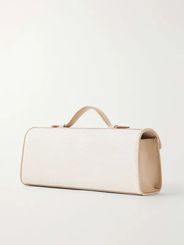 Savette Slim Symmetry Canvas Leather-trimmed Clutch