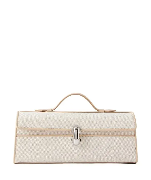 Savette Slim Symmetry Canvas And Leather Clutch - Neutrals