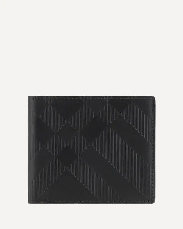 Burberry Leather Check Wallet - Black