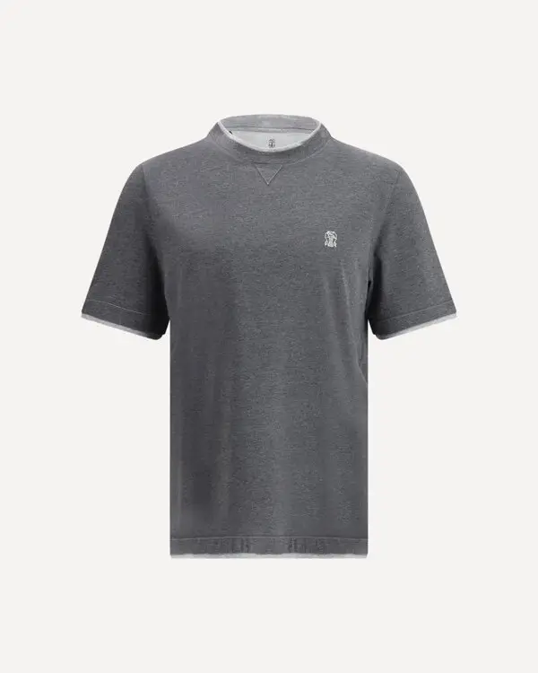 Brunello Cucinelli T-shirt In Cotton With A Logo Ale - Grey