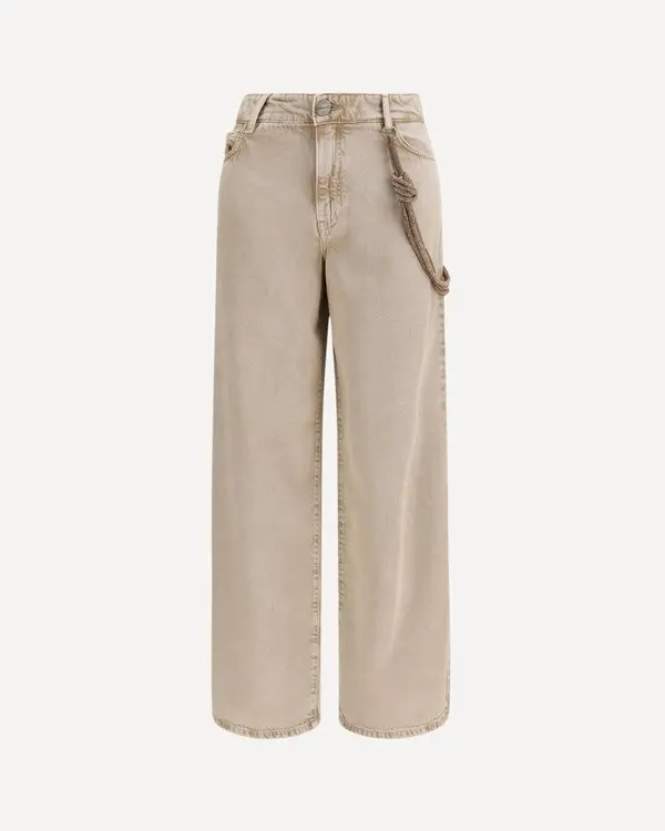 Pinko Lauryn Jeans With Jeweled Cord - Beige