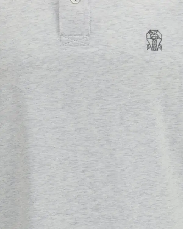 Brunello Cucinelli Polo In Cotton Jersey With Short Sleeves - Grey