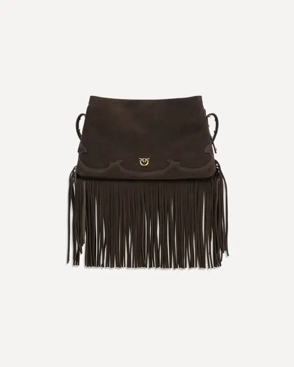 Pinko Suede Shoulder Bag With Fringes