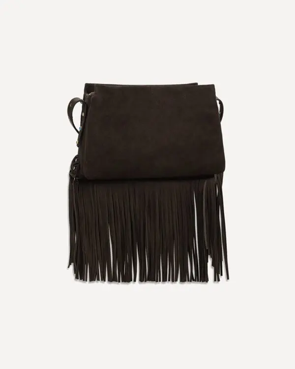 Pinko Suede Shoulder Bag With Fringes