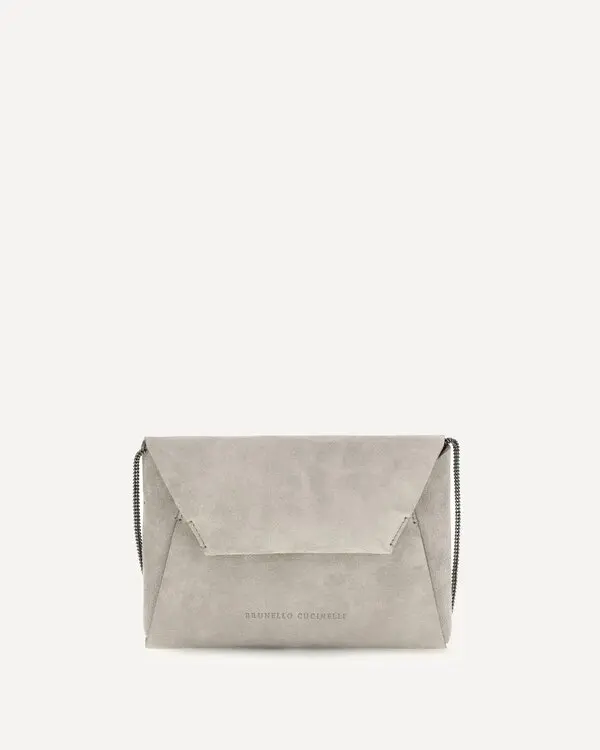 Brunello Cucinelli Bc Duo Suede Clutch Bag - Grey