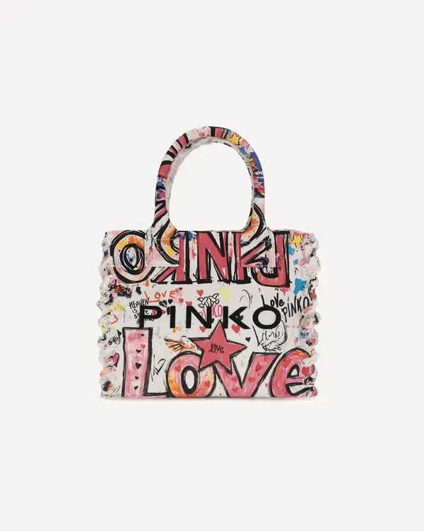 Pinko Multicolored Canvas Tote Bag