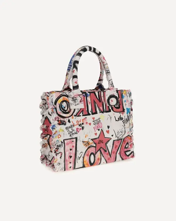 Pinko Multicolored Canvas Tote Bag