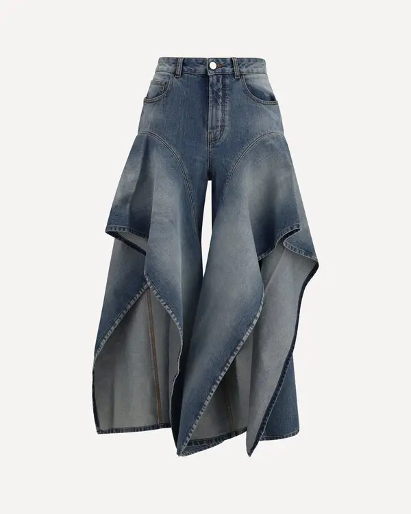 Alaïa Faded Ruffled Jeans