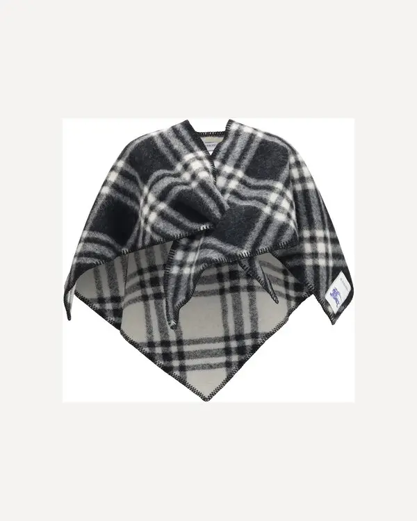 Burberry Short Wool Check Poncho