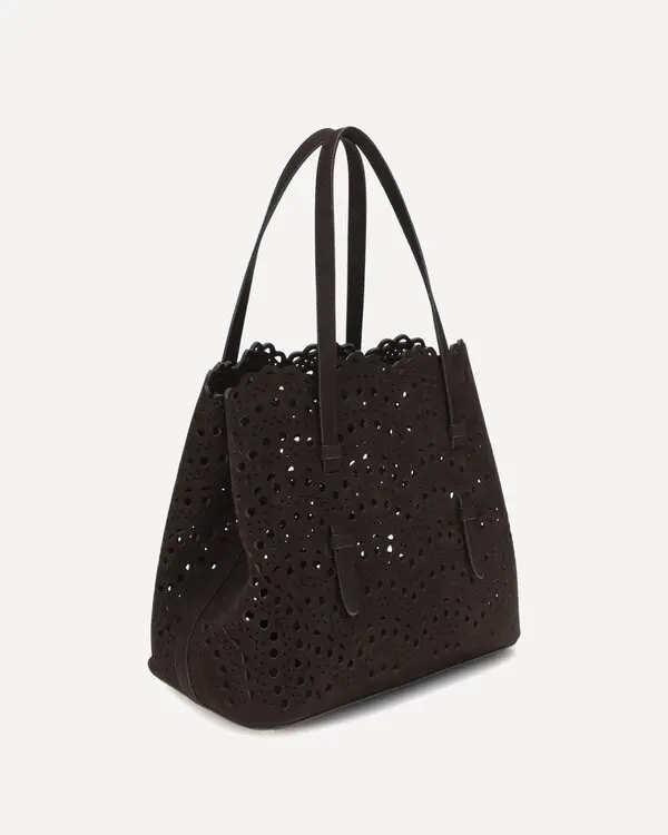 Alaïa Mina Medium Handbag In Vienne Patterned Calfskin Nappa Leather - Brown