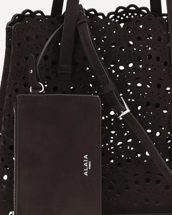Alaïa Mina Medium Handbag In Vienne Patterned Calfskin Nappa Leather - Brown