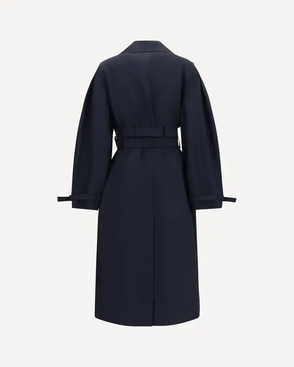 GANNI Double-breasted Cotton Trench Coat With Double Belt
