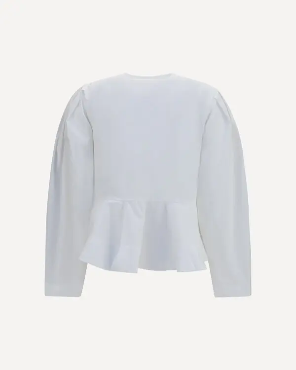 GANNI Cotton Poplin Blouse With Bow Detail - White