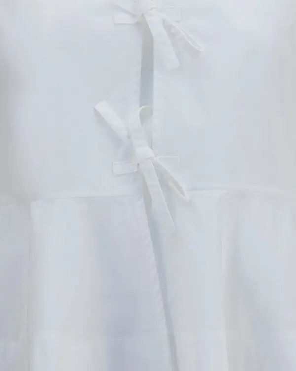 GANNI Cotton Poplin Blouse With Bow Detail - White