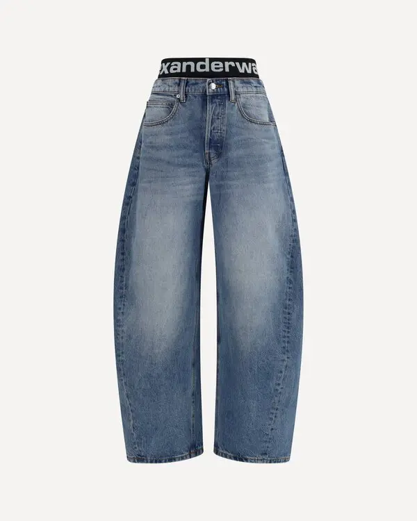 Alexander Wang Layered Belt Logo-waist Jeans - Blue