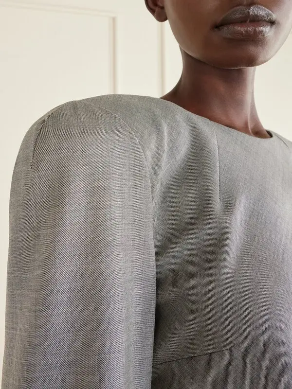 Magda Butrym Tie-detailed Gathered Wool-blend Midi Dress