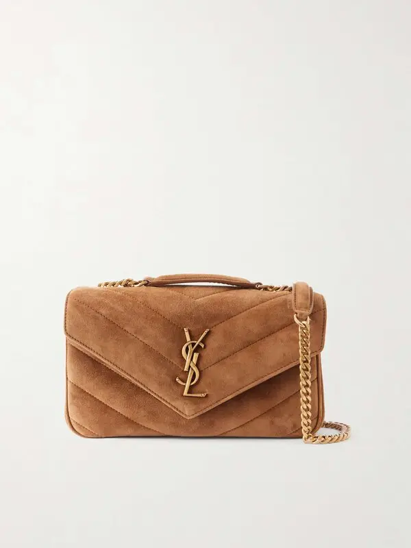 Saint Laurent Lou Lou Small Suede Leather Shoulder Bag - Camel
