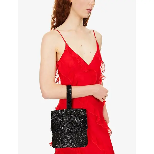 Rixo Zenni Fringed Beaded Bag