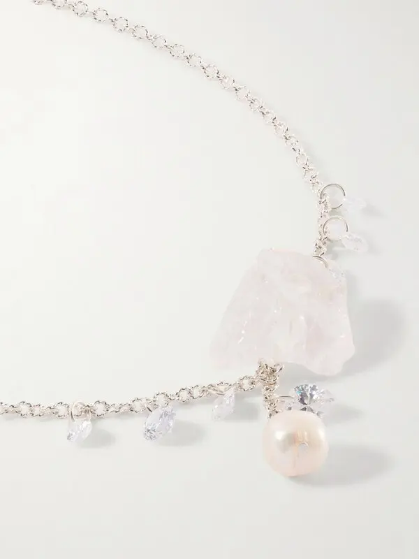 Completedworks Recycled Pendulum Necklace With Pearls And Zirconia
