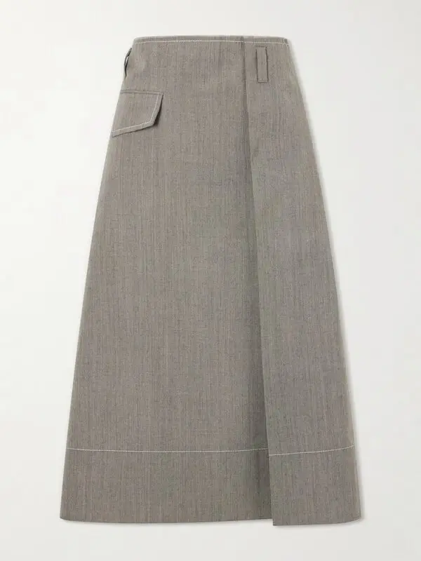 Marni Pleated Virgin-wool Midi Skirt