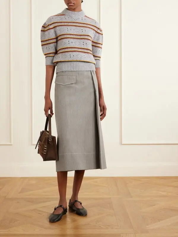 Marni Pleated Virgin Wool Midi Skirt