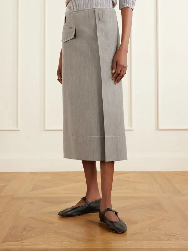Marni Pleated Virgin Wool Midi Skirt