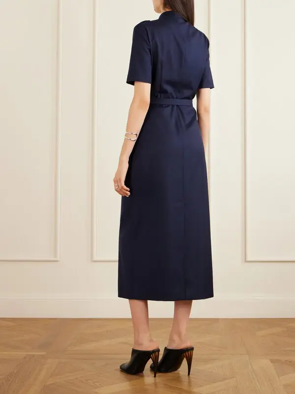 Alexander McQueen Police Belted Pleated Midi Dress