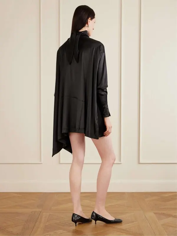 Phoebe Philo Asymmetric Draped Stretch Silk-satin Blouse