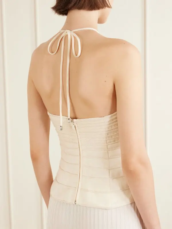 ANDRES OTALORA En Tu Luz' Embroidered Linen Bustier Top