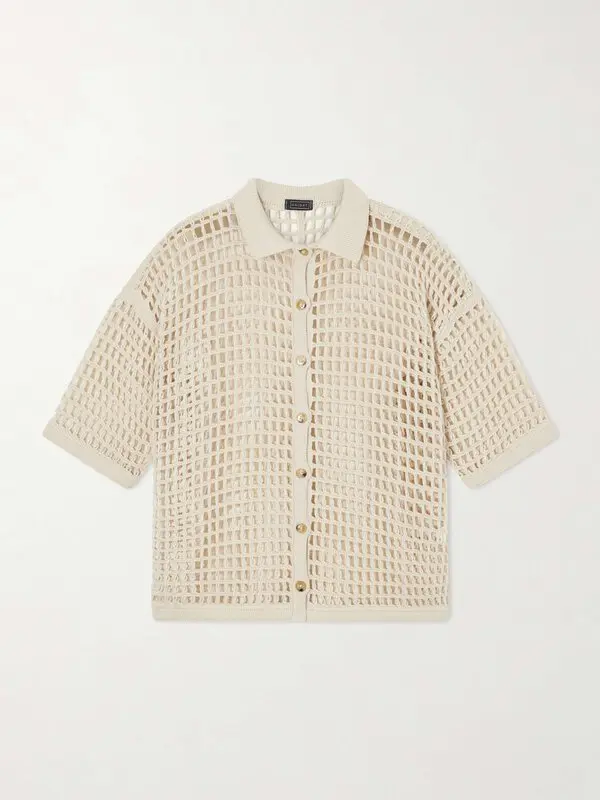 HAIGHT. Sheila Open-knit Cotton-blend Blouse