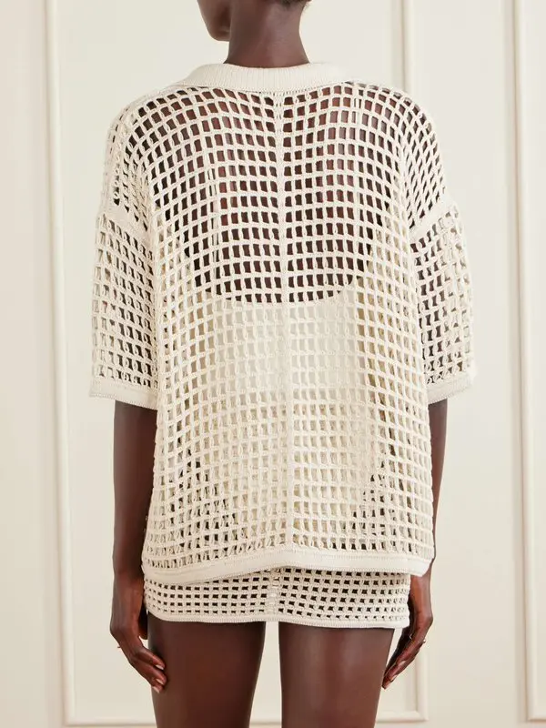 HAIGHT. Sheila Open-knit Cotton-blend Blouse
