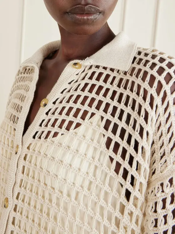 HAIGHT. Sheila Open-knit Cotton-blend Blouse