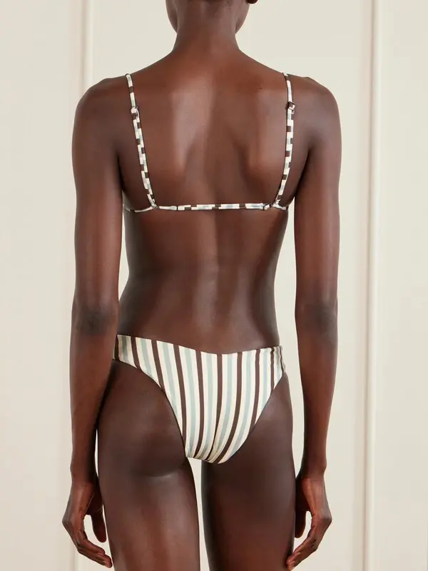 HAIGHT. Leila Striped Bikini Briefs - Brown