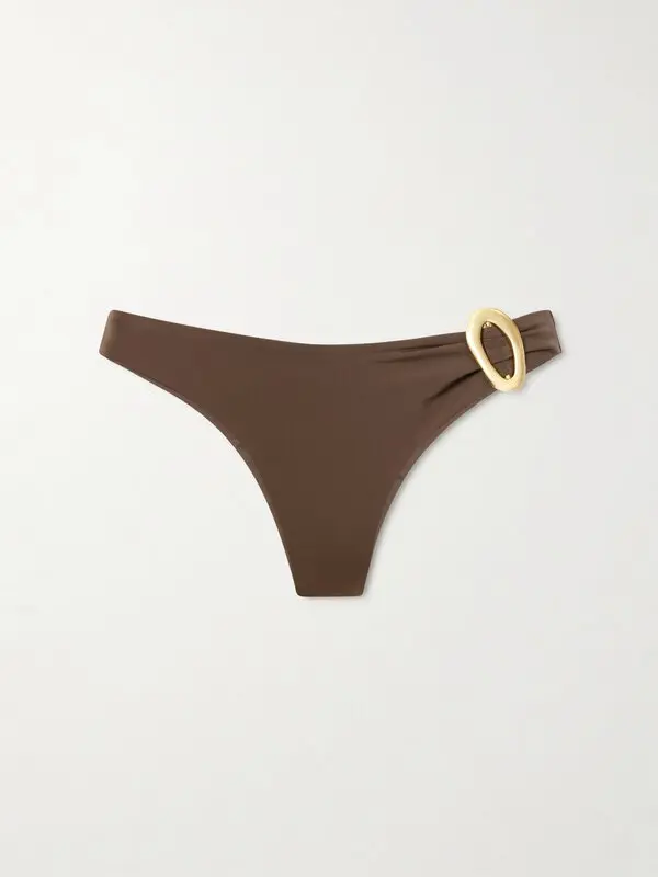 AWAY THAT DAY Cabo Verde Embellished Bikini Briefs - Brown