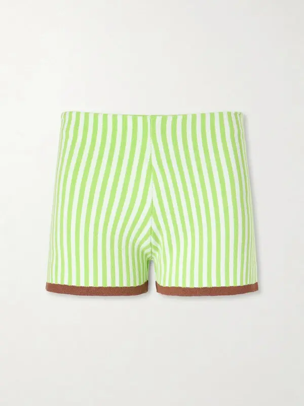 HAIGHT. Bella Striped Cotton-blend Shorts - Green
