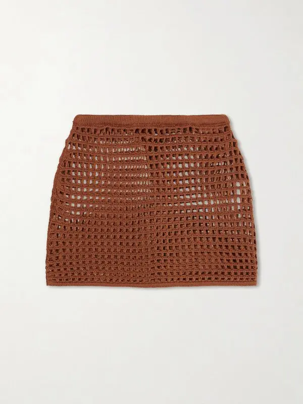 HAIGHT. Sheila Open-knit Mini Skirt - Brown