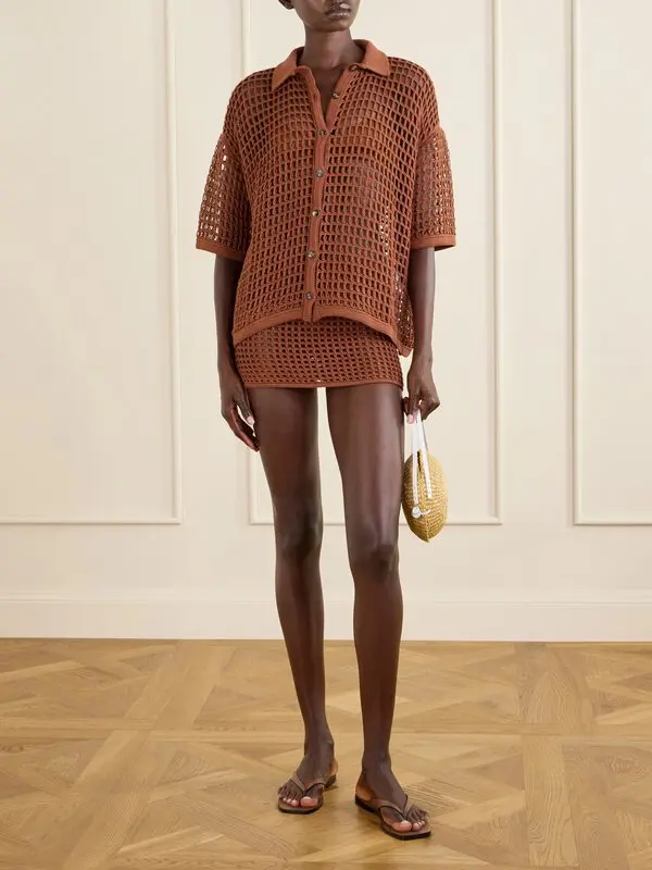 HAIGHT. Sheila Open-knit Mini Skirt - Brown