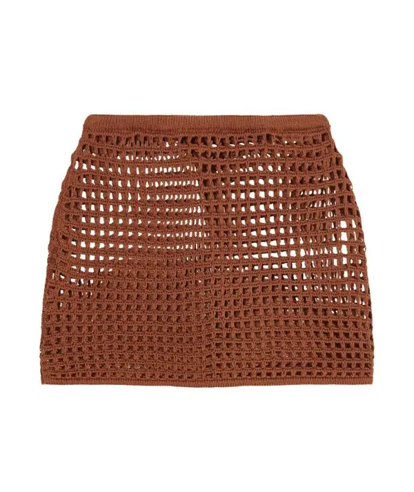 HAIGHT. Sheila Open-knit Mini Skirt - Brown